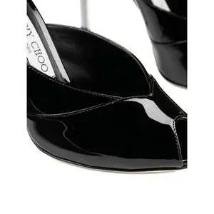 JIMMY CHOO Patent Leather Peep-toe Stiletto Mules - Black