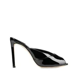 JIMMY CHOO Patent Leather Peep-toe Stiletto Mules - Black