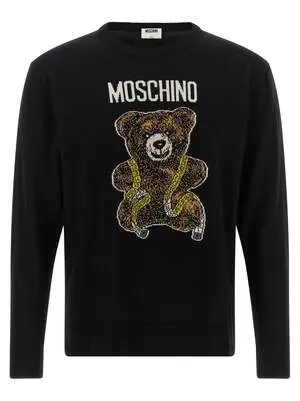 Moschino Teddy Bear Inlay Virgin Wool Sweater - Black