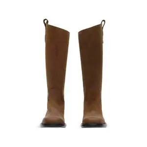 Burberry Calf Suede Knee-high Boots With Buckled Ankle Straps - Brown