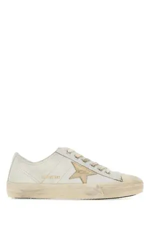GOLDEN GOOSE White Leather V-star 2 Sneakers - Light Brown