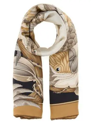 FERRAGAMO Printed Silk Foulard - White