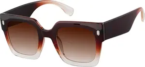 Zenni Oversized Square Sunglasses With Plastic Full Rim Frame - Brown