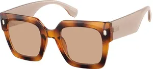 Zenni Oversized Square Sunglasses With Plastic Full Rim Frame - Tortoiseshell