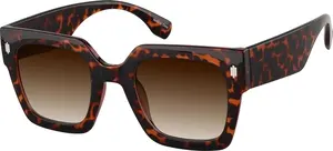 Zenni Oversized Square Sunglasses With Plastic Full Rim Frame - Tortoiseshell