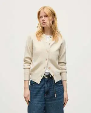 Johnstons Of Elgin Blyth Lambswool Cardigan - Natural