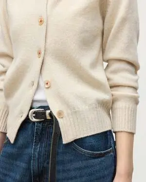Johnstons Of Elgin Blyth Lambswool Cardigan - Natural