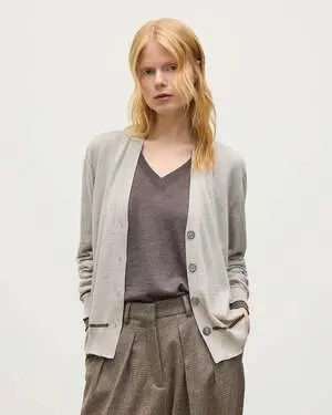 Johnstons Of Elgin Effie Superfine Cashmere V-neck Cardigan - Cream