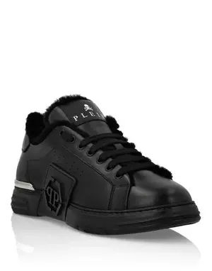 Philipp Plein Nappa Leather Hexagon Low-top Sneakers - Black/black