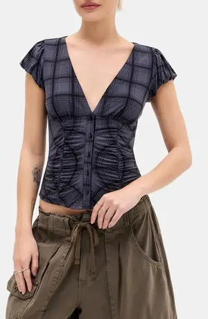 BDG URBAN OUTFITTERS Penny Ruched Top - Blue