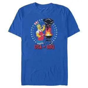 THE SIMPSONS Homer Equals Barbecue Short Sleeve Graphic T-shirt - Royal Blue