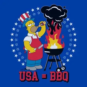 THE SIMPSONS Homer Equals Barbecue Short Sleeve Graphic T-shirt