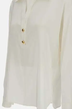 Max Mara Silk Crepe De Chine Polo Shirt - White
