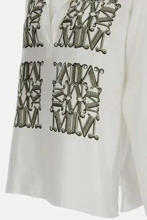 Max Mara Silk Twill Shirt With Maxmarabesque Print - White