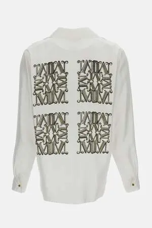 Max Mara Silk Twill Shirt With Maxmarabesque Print - White