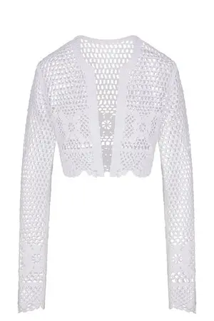SKIMS Crochet Swim Cropped Cardigan In White