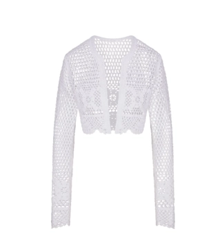 SKIMS Crochet Swim Cropped Cardigan - Snow