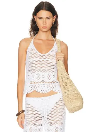 SKIMS Crochet Swim Cami Top - Snow