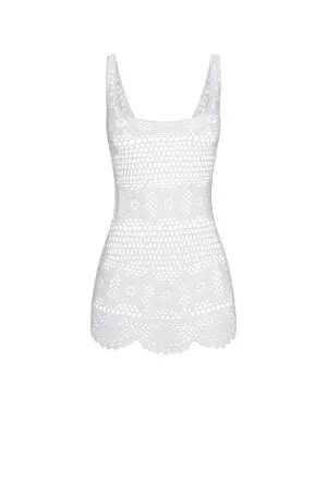 SKIMS Crochet Swim Tank Dress In White