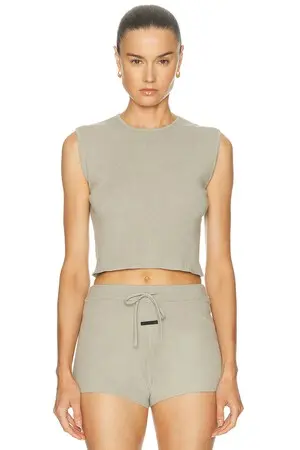 Fear Of God Rib Knit Crop Top In Grey