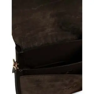 TOD'S Calf Suede Shoulder Bag With Gold-tone T Timeless Plaque - Brown