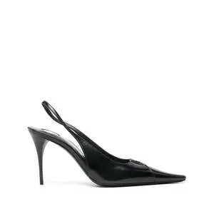 Saint Laurent Leather Slingback High Heel Pumps - Black