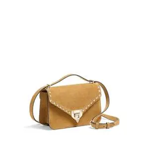 Valentino Garavani Suede Shoulder Bag With Rockstud Embellishments - Cream