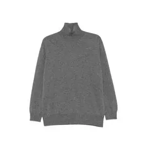 Malo Grey Cashmere High Neck Knitwear Jumper - Gray