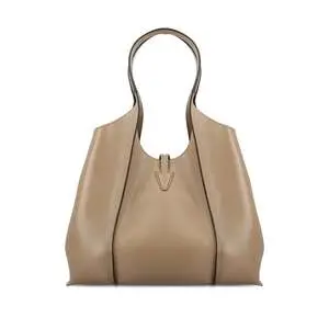 TOD'S T Buckle Tote Bag With Detachable Pouch - Cream