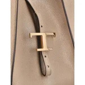 TOD'S T Buckle Tote Bag With Detachable Pouch - Cream
