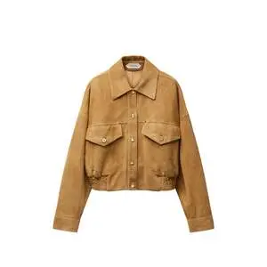 Versace Versace Suede Blouson Jacket With Embossed Logo Cream