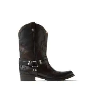 Versace Calf Leather Harness Boots - Black