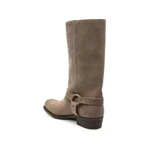 GOLDEN GOOSE Suede Square Toe Boots - Cream