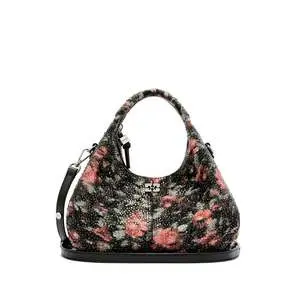 GANNI Embellished Floral Print Tote Bag With Detachable Shoulder Strap - Black