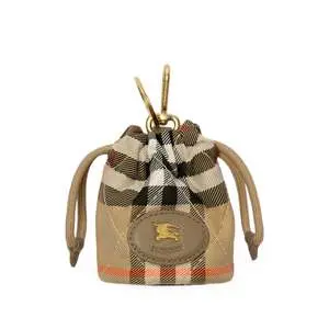 Burberry Burberry Check Drawstring Pouch Charm Cream