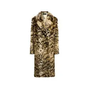 Etro Faux Fur Leopard Print Double-breasted Coat - Cream