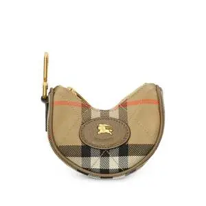 Burberry Check Leather Trimmed Charm - Cream