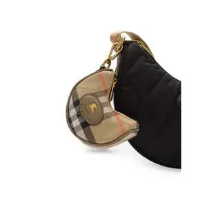 Burberry Check Leather Trimmed Charm - Cream
