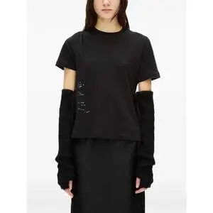 ANN DEMEULEMEESTER Rib-knit Silk & Mohair Gloves - Black