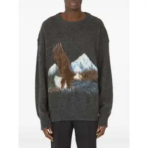 MAISON MARGIELA Grey Intarsia Eagle And Mountain Knit Jumper - Gray