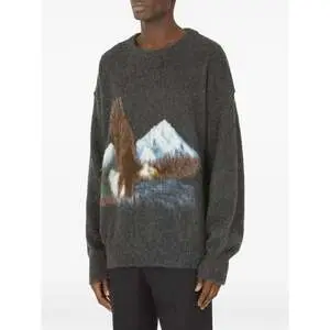 MAISON MARGIELA Grey Intarsia Eagle And Mountain Knit Jumper - Gray