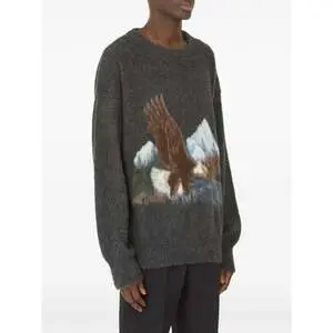 MAISON MARGIELA Grey Intarsia Eagle And Mountain Knit Jumper - Gray