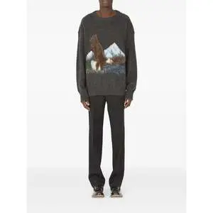 MAISON MARGIELA Grey Intarsia Eagle And Mountain Knit Jumper - Gray
