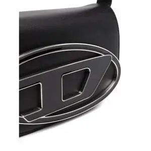 DIESEL® Leather Shoulder Bag With Logo Plaque