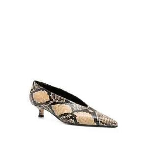 AeydĒ Clara Snakeskin Effect Low Heel Pumps - Cream