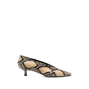 AeydĒ AEYDE CLARA Snakeskin Effect Low Heel Pumps Cream