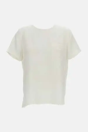 Max Mara Max Mara Short-Sleeved Silk Top With Embroidered Logo Multicolor
