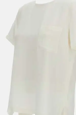 Max Mara Short-sleeved Silk Top With Embroidered Logo - Multicolor