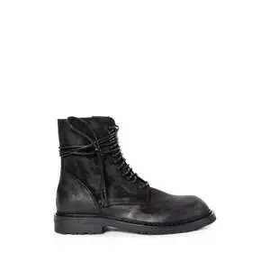 ANN DEMEULEMEESTER Suede Lace-up Zip Combat Boots