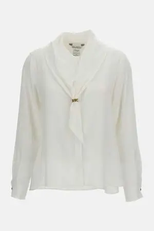Max Mara Silk Shirt With Integrated Tie-neck Scarf - Multicolor